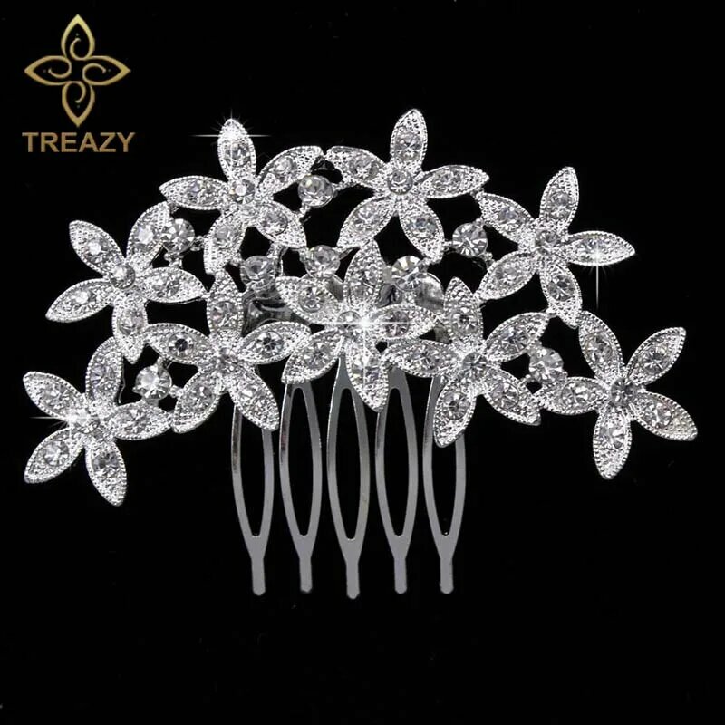 TREAZY Серебряные тиары для волос с кристаллами Style 3