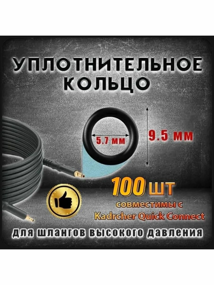Уплотнительное кольцо для шланга мойки высокого давления, 100 шт