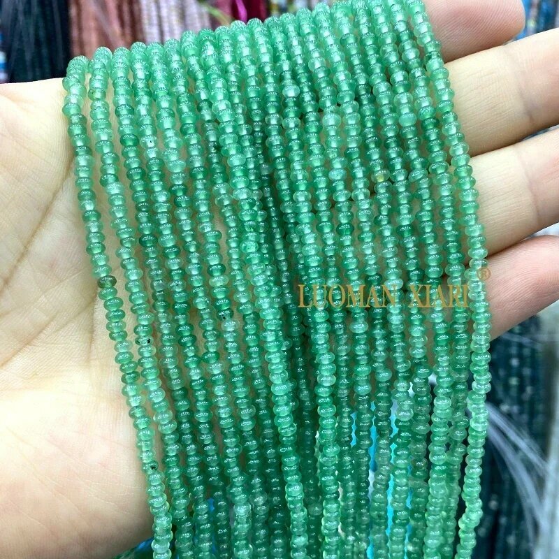 Бусины LUOMAN XIARI Родохрозит Халцедон 3мм Изумрудный, 2x3mm 81-84pcs, aventurine
