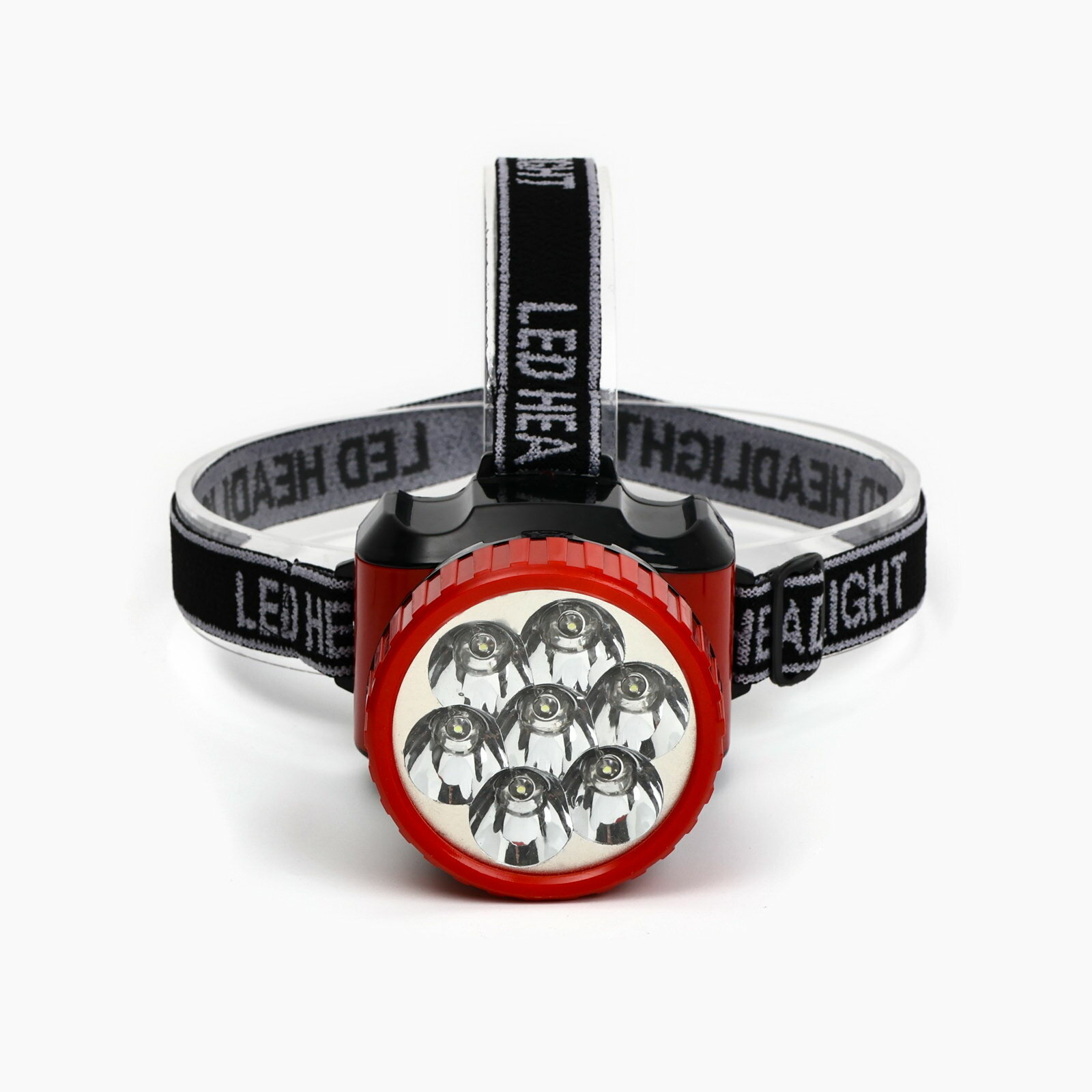 Фонарь налобный аккумуляторный, 9x7 см, красный, материал корпуса: пластик