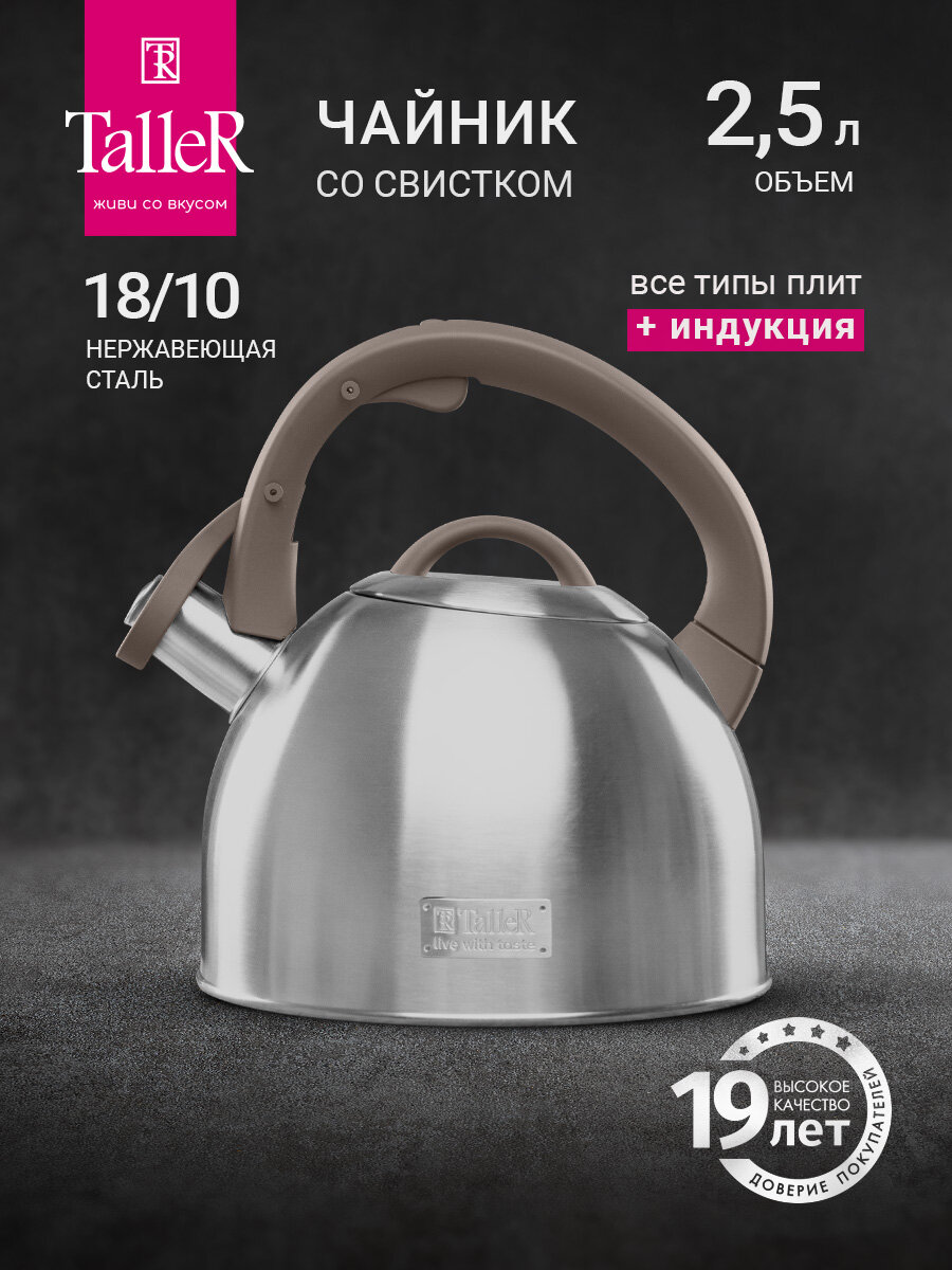 Чайник для всех типов плит TalleR TR-11356 Экспириенс 2.5 л, со свистком