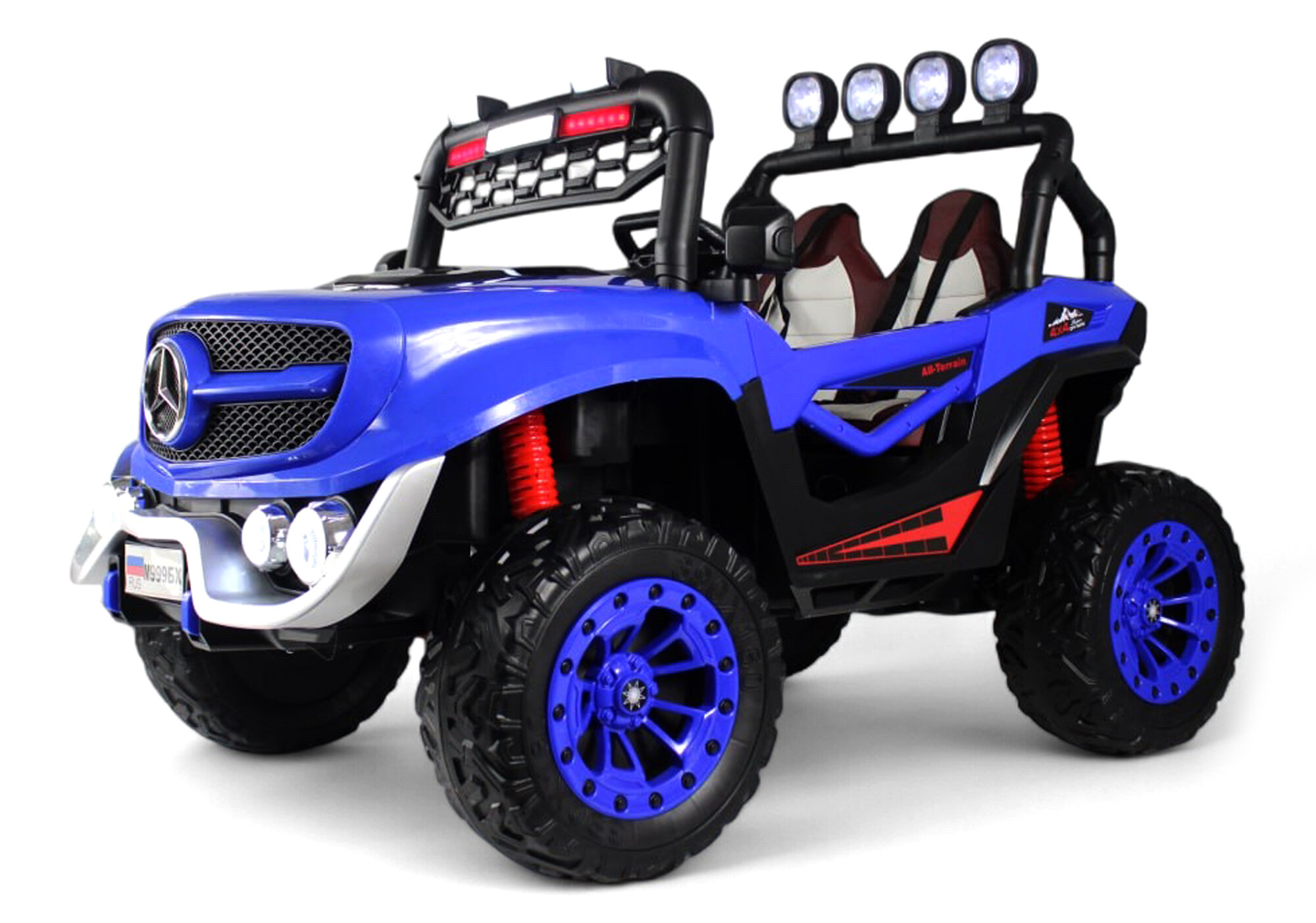 Детский электромобиль RiverToys М999БХ с дистанционным управлением, полноприводный, двухместный синий