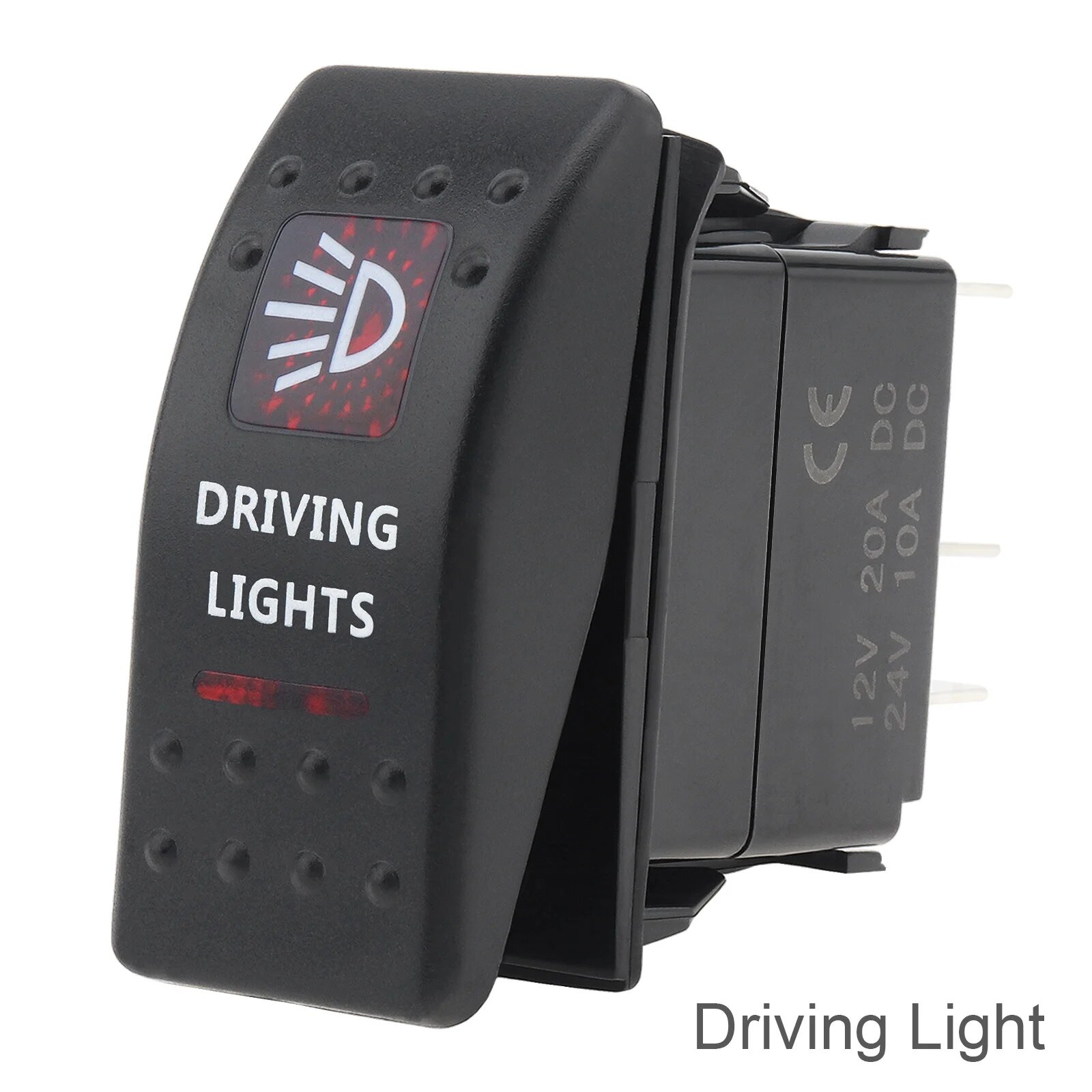 1 шт, водонепроницаемый универсальный 20А, 5-контактный морской переключатель Red Driving light