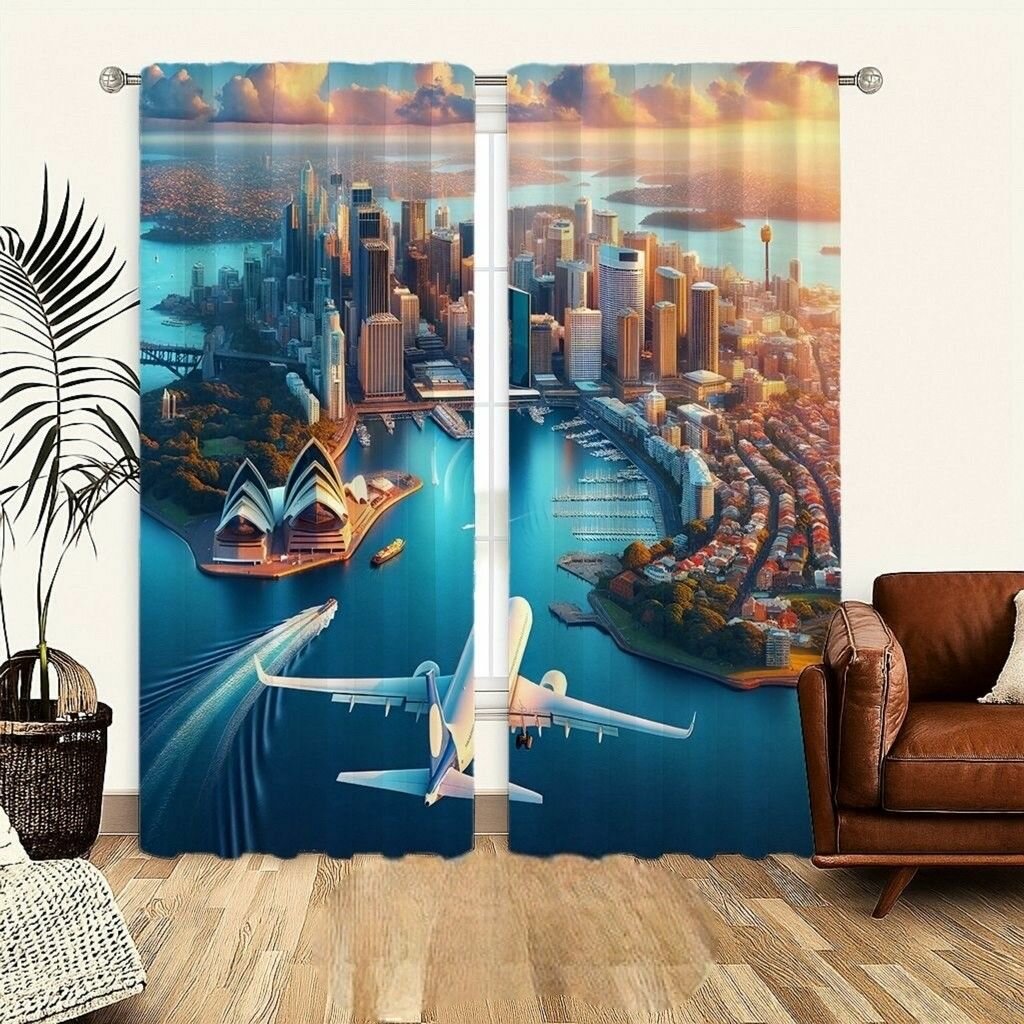 Фотошторы для гостиной, комнаты, спальни и на кухню. Шторы плотные длинные Комплект 145смх2.6м