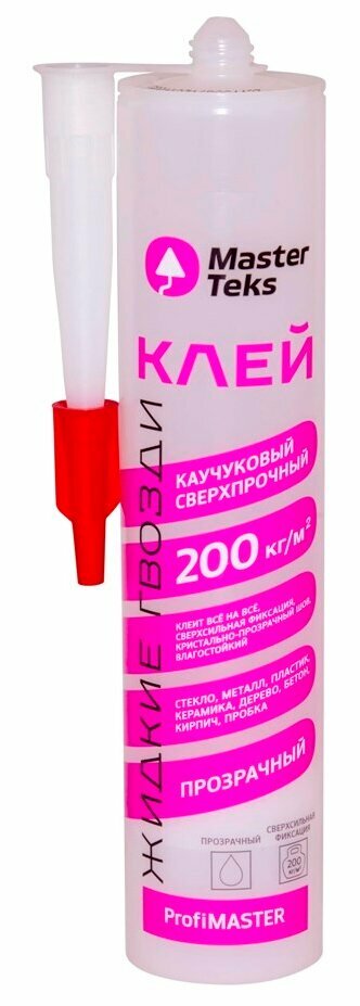 Клей MasterTeks PM каучуковый MasterTeks PM сверхпрочный, прозрачный, 0,3 кг