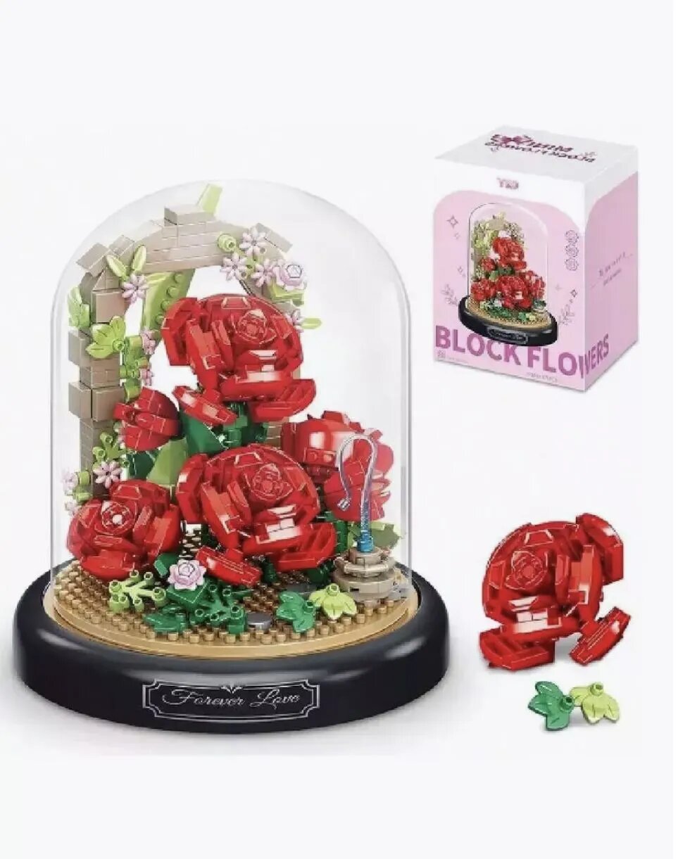 Конструктор креатор Цветы под куполом: Красные розы в колбе (creator ) 7zToys