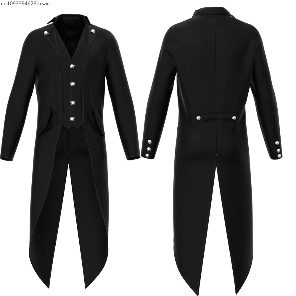 Мужская готическая стеampанк куртка Черный, XL, черный