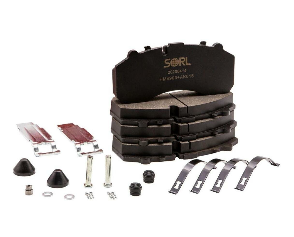 Колодки тормозные дисковые КАМАЗ 5490, BPW, MERCEDES-BENZ, SAF (29087) SORL (HM4903+AK016)