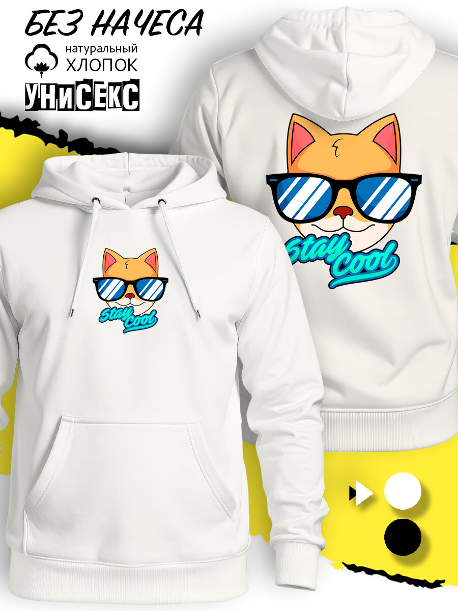 Худи Толстовка свитшот кот в очках stay cool