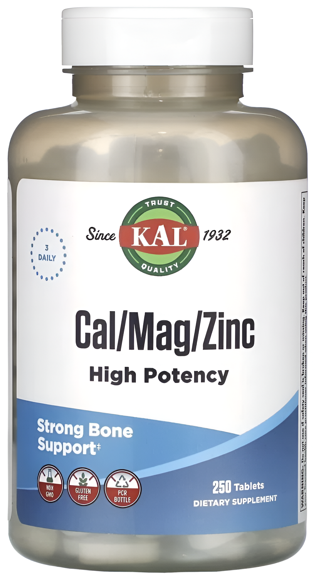 KAL Cal/Mag/Zinc High Potency, Кальций, Магний, Цинк высокая эффективность 250 таблеток