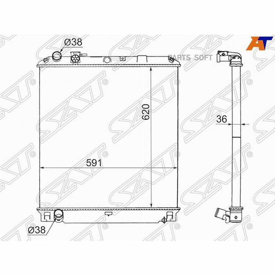 Радиатор Isuzu ELF FSR 12- / ELF NPR\NQR 93-06 от официального дистрибьютора, SAT, артикул IS0002FSR