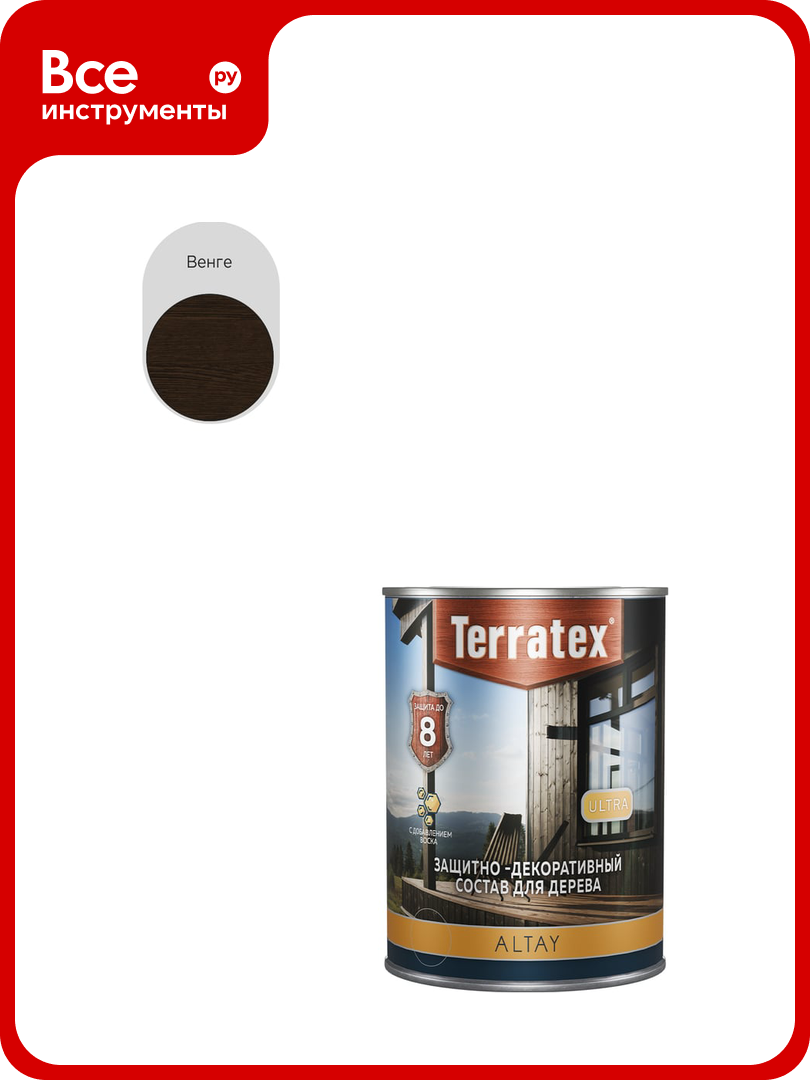 Деревозащитный декоративный состав терратекс ALTAY ULTRA Венге, 0,75кг / 1л /14 ЭК000145660