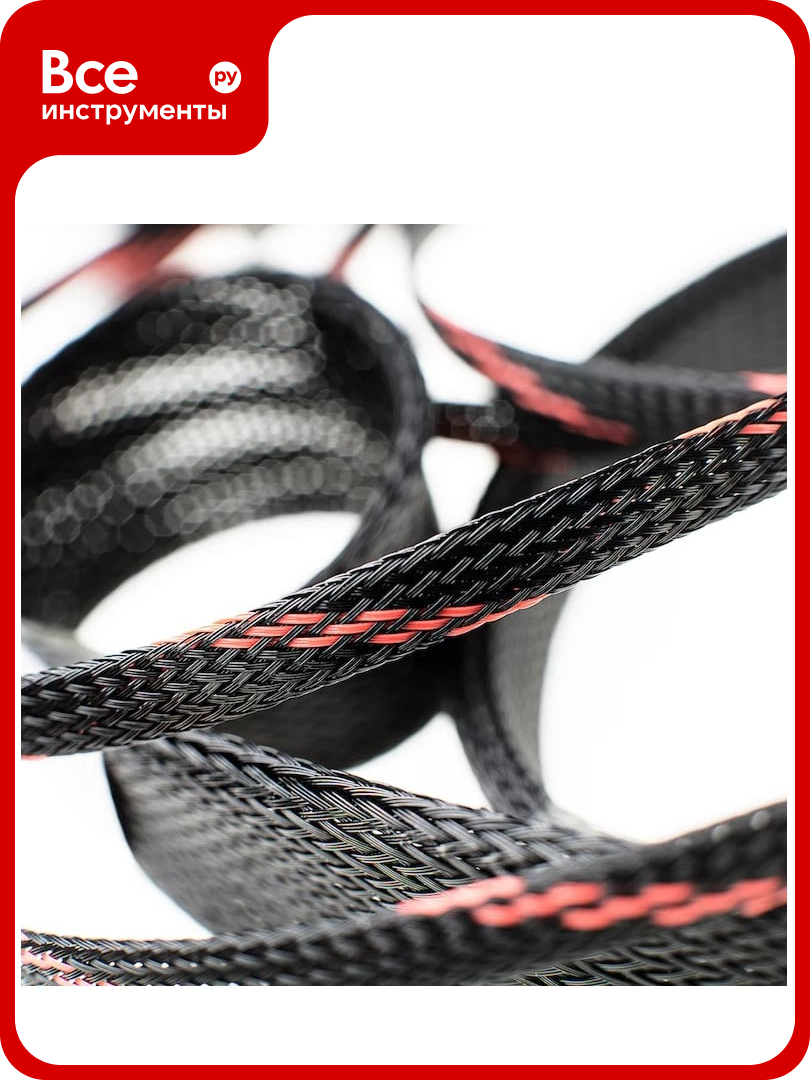 Черная кабельная оплетка Texplet 6.15 мм 15PET-10-0, для защиты кабелей от повреждений и проводов от переплетения