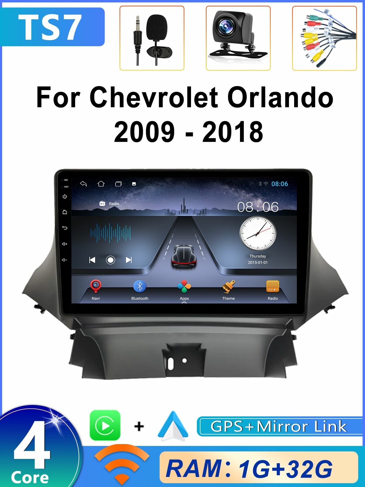 Штатная магнитола Chevrolet Orlando 2009 - 2018, IPS BT Wi-Fi CarPlay GPS