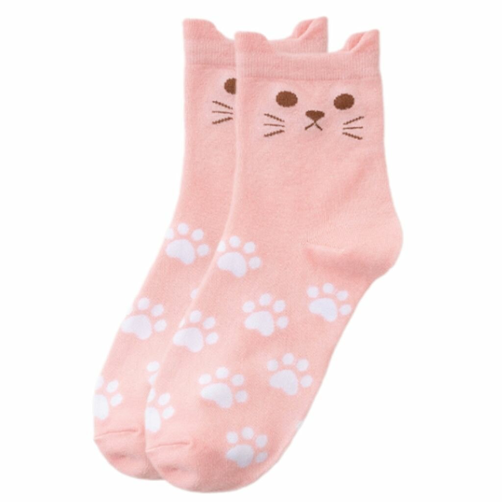 Объемные кошачьи уши и следы лап в носках-трубочках-4