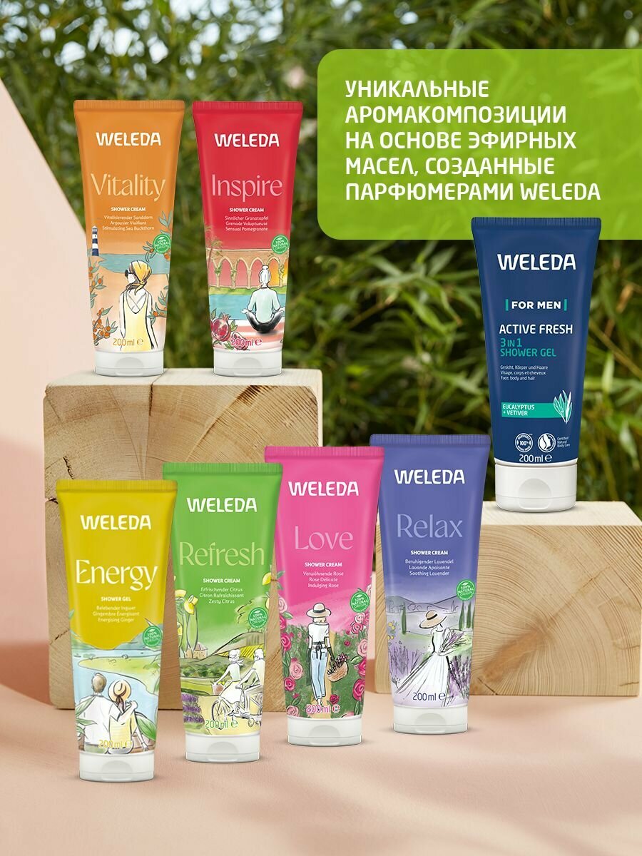 Weleda Гель для душа REFRESH, с натуральными эфирными маслами, 200 мл — фото 1