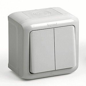 Переключатель 2-клавишный IP44 10А Quteo серый Legrand 782331