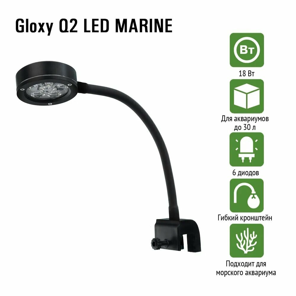 Светильник GLOXY Q2 LED MARINE для рифовых наноаквариумов 18вт