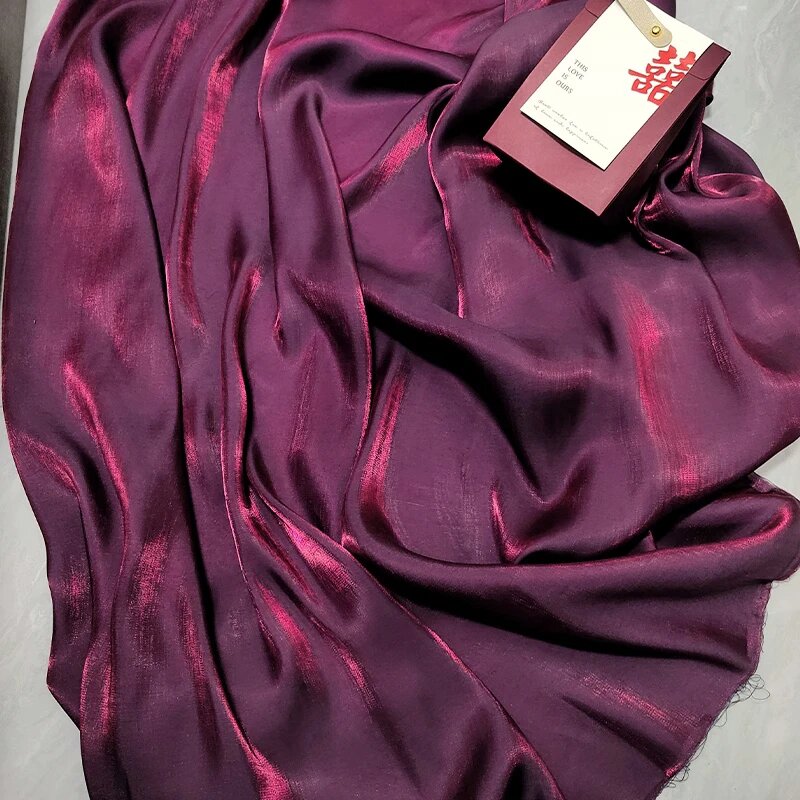 Градиентная шелковая ткань полиэстер 1 метр Бордовый, 23