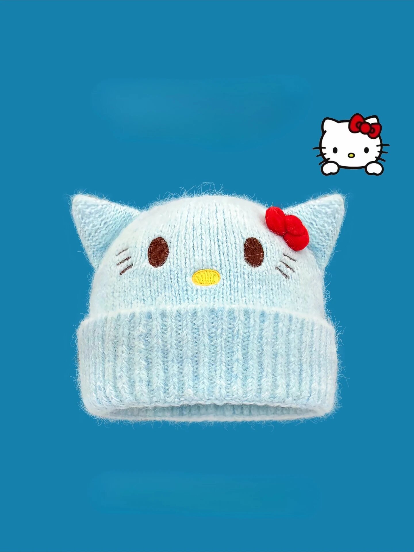 Шапка Hello Kitty голубая