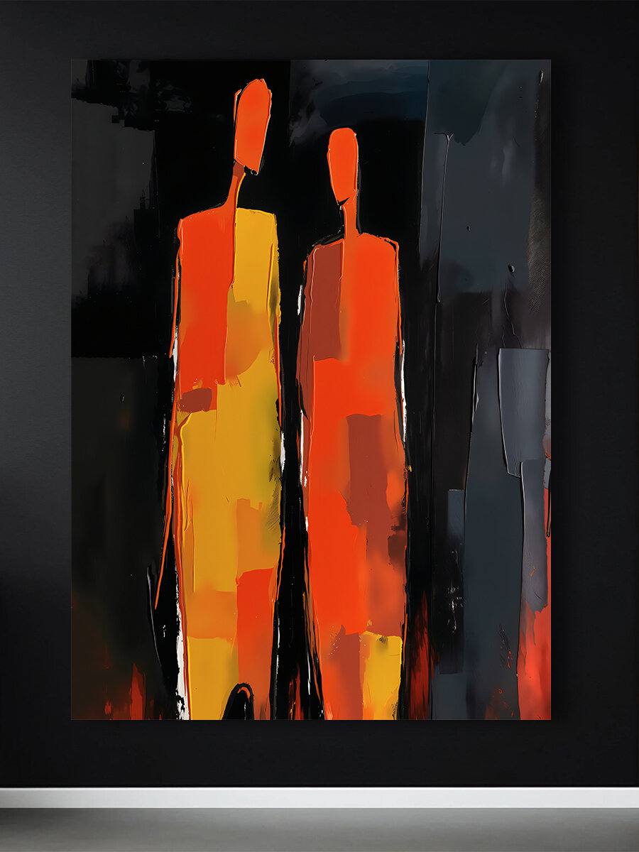 Картина интерьерная - "Абстрактные люди, силуэты" , 40х60 см.