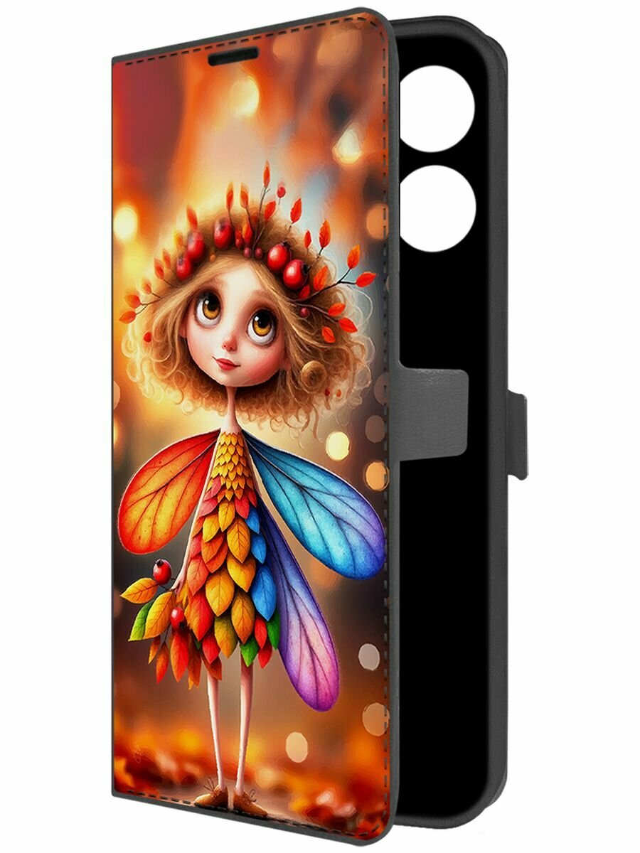 Чехол-книжка Krutoff Eco Book для Realme 14T Осенюшка (черный)