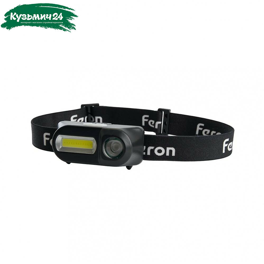 Фонарь светодиодный налобный Feron TH2309 аккумуляторный, USB 1х18650, 5 Вт, пластик, черный