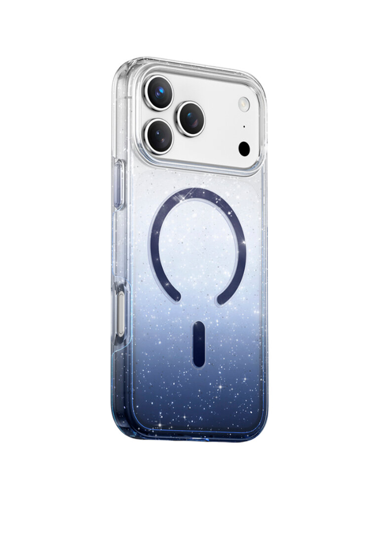 Чехол iPhone 17 Pro Max KEEPHONE Lillian MagSafe Прозрачный чехол градиентного цвета с блеском, Покрытие AF - Синий