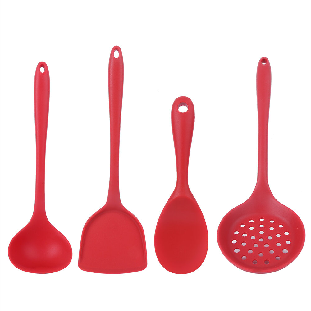 4Pcs Set Silicone Spoon Spatula Non-Stick Baking Cooking Tools Kitchen Accessories