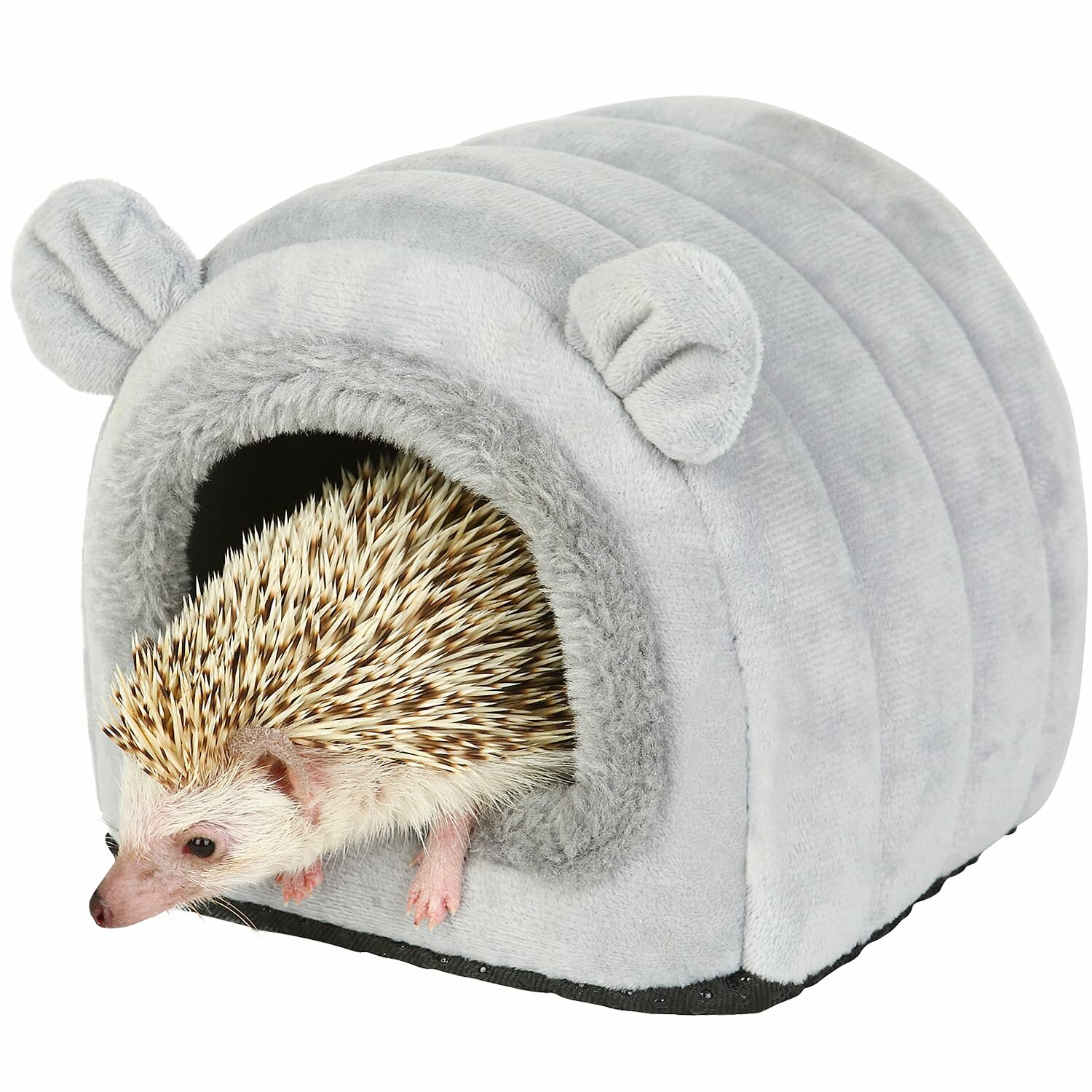 Escondite de rodar cuevas para erizo, hámster, cobaya, conejo, casa cálida (gris, negro)