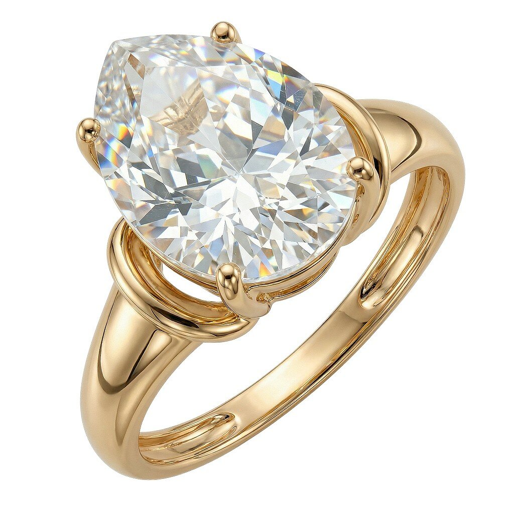 Кольцо, красное золото, 585 проба, горный хрусталь