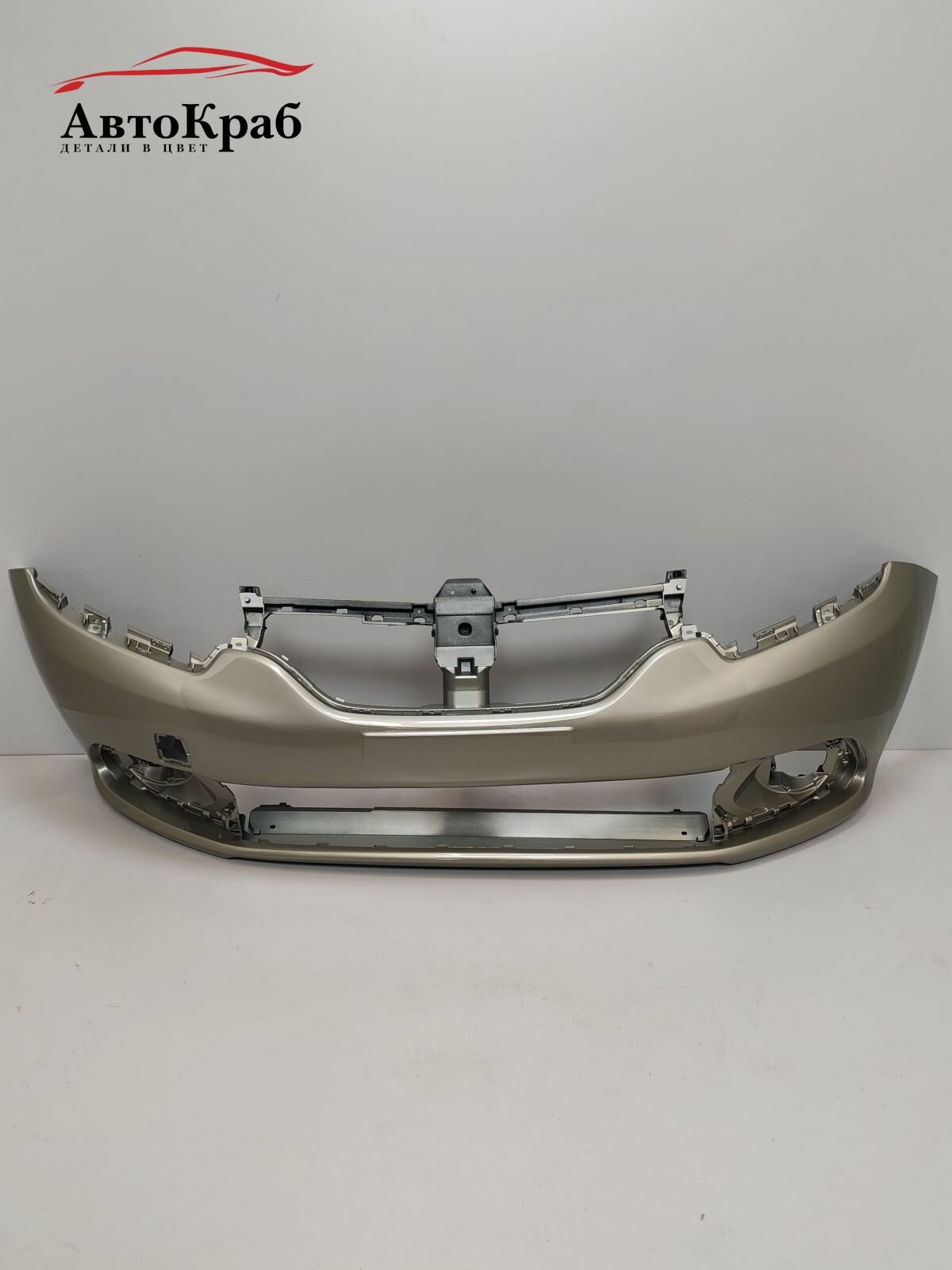 Бампер передний в цвет для Рено Логан 2 2014 - 2018 г. KNM - серо зеленый