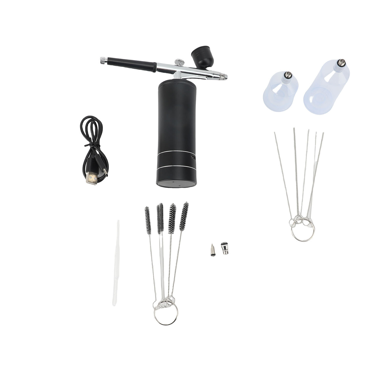 Портативный набор аэрографов, медь, алюминий, аккумуляторная воздушная щетка с соплом 0,3 мм для дизайна ногтей, макияжа, рисования, декора торта, черный