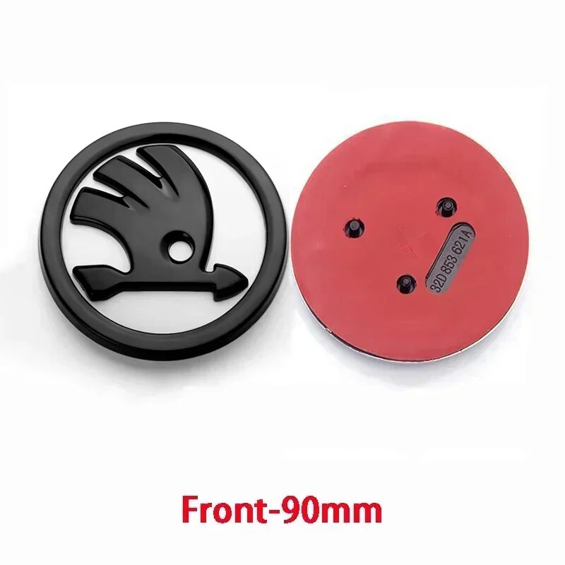 Логотип ABS 80/90 мм для Skoda Superb Fabia 2 Octavia Laura RS Rapid Yeti Karoq Kodiaq, наклейка на значок на переднюю часть и заднюю часть багажника автомобиля I 90mm Front