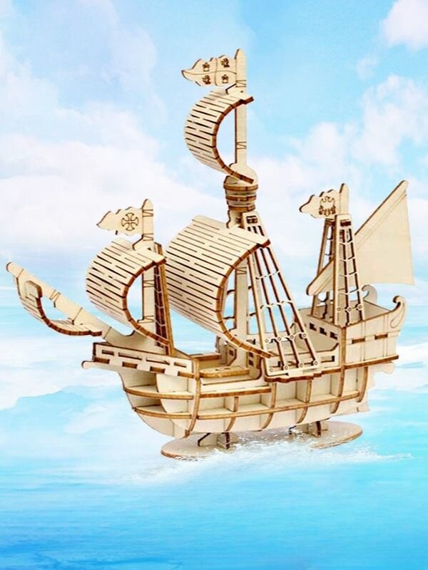 Конструктор 3D, Деревянный Парусник, Сборная Модель Для Детей, Развивающий, Набор