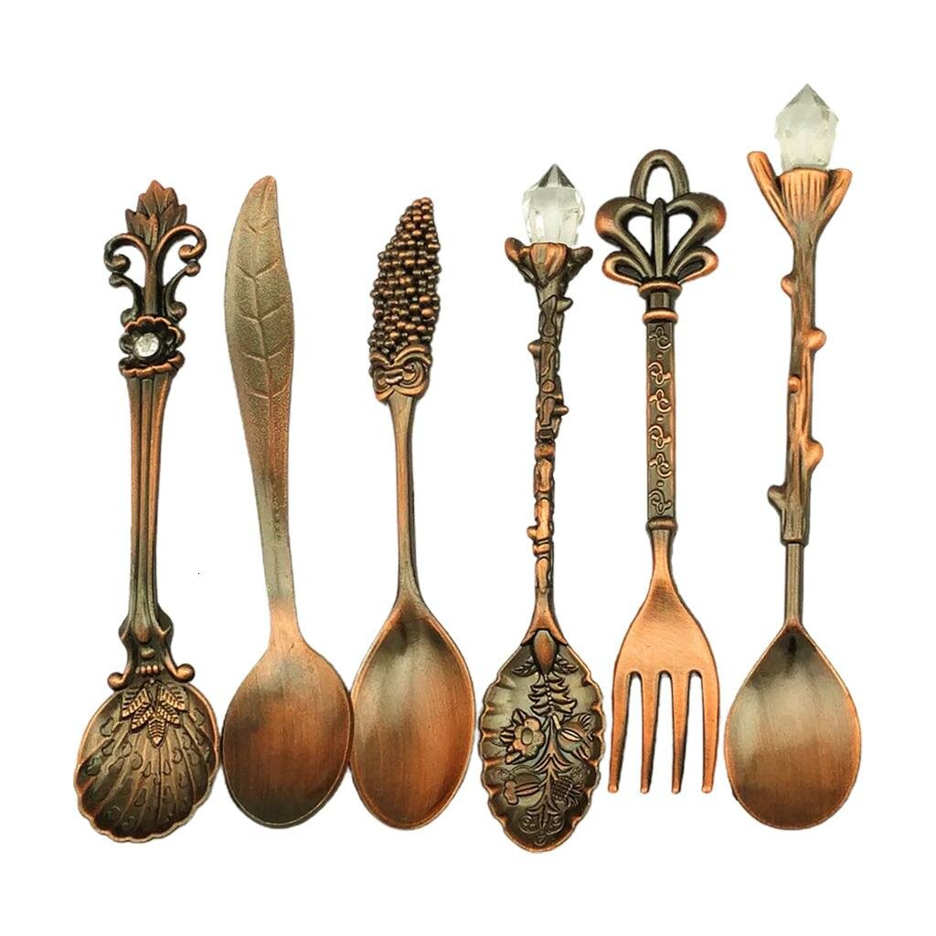 Набор ложек и вилок для кофе и десертов, Бронза