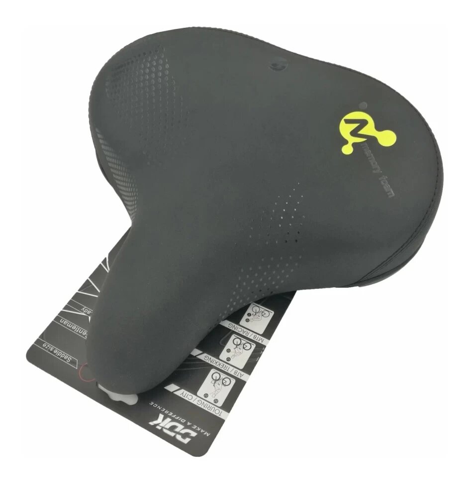 Седло велосипедное DDK DEX26NEQ широкое, комфортное. Memory Foam наполнитель для круизеров и CityBike
