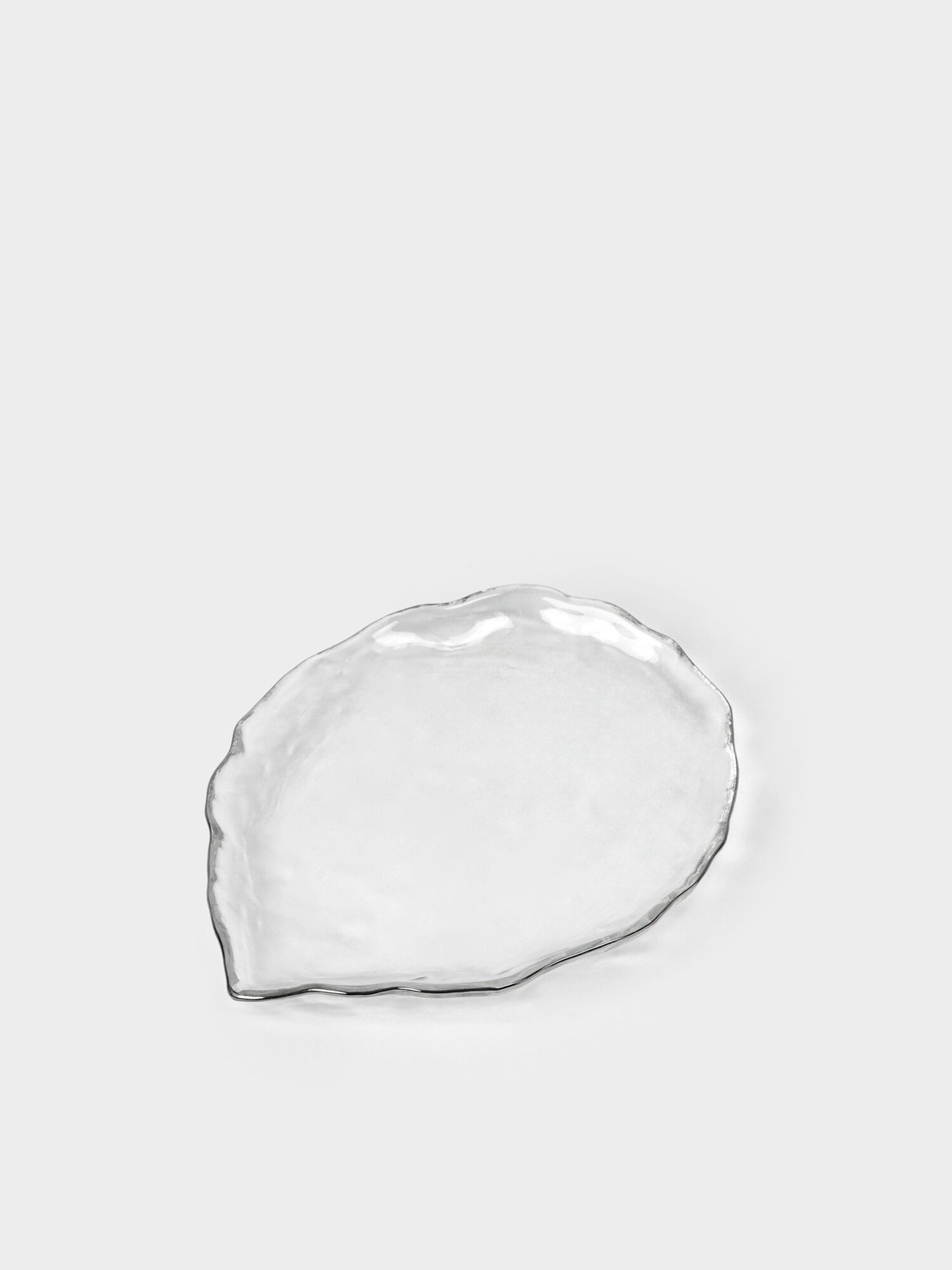 Блюдо, 25х21 см, стекло, с серебристым кантом, Лепесток, Nautilus silver, Kuchenland