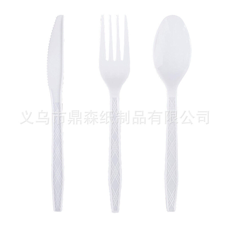 Одноразовые ножи, вилки и ложки для трансграничной внешней торговли, материал PS, суповая ложка, утолщенные десертные ножи и вилки, набор столовых приборов для ресторанов
