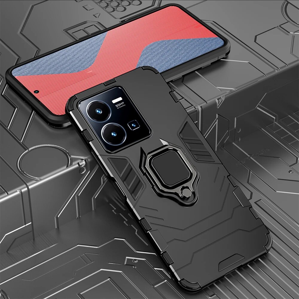 Противоударный защитный чехол KEYSION для VIVO Y35 Y22S Y16 силиконовый + PC металлический чехол-подставка для VIVO Y16 Y22S Y35 4G