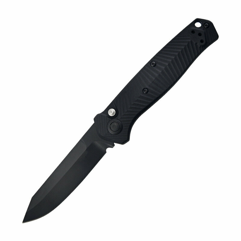 Складной нож для кемпинга на открытом воздухе 8551BK с ручкой из стекловолокна, каменная мойка/черное титановое покрытие, нож для выживания в дикой природе EDC