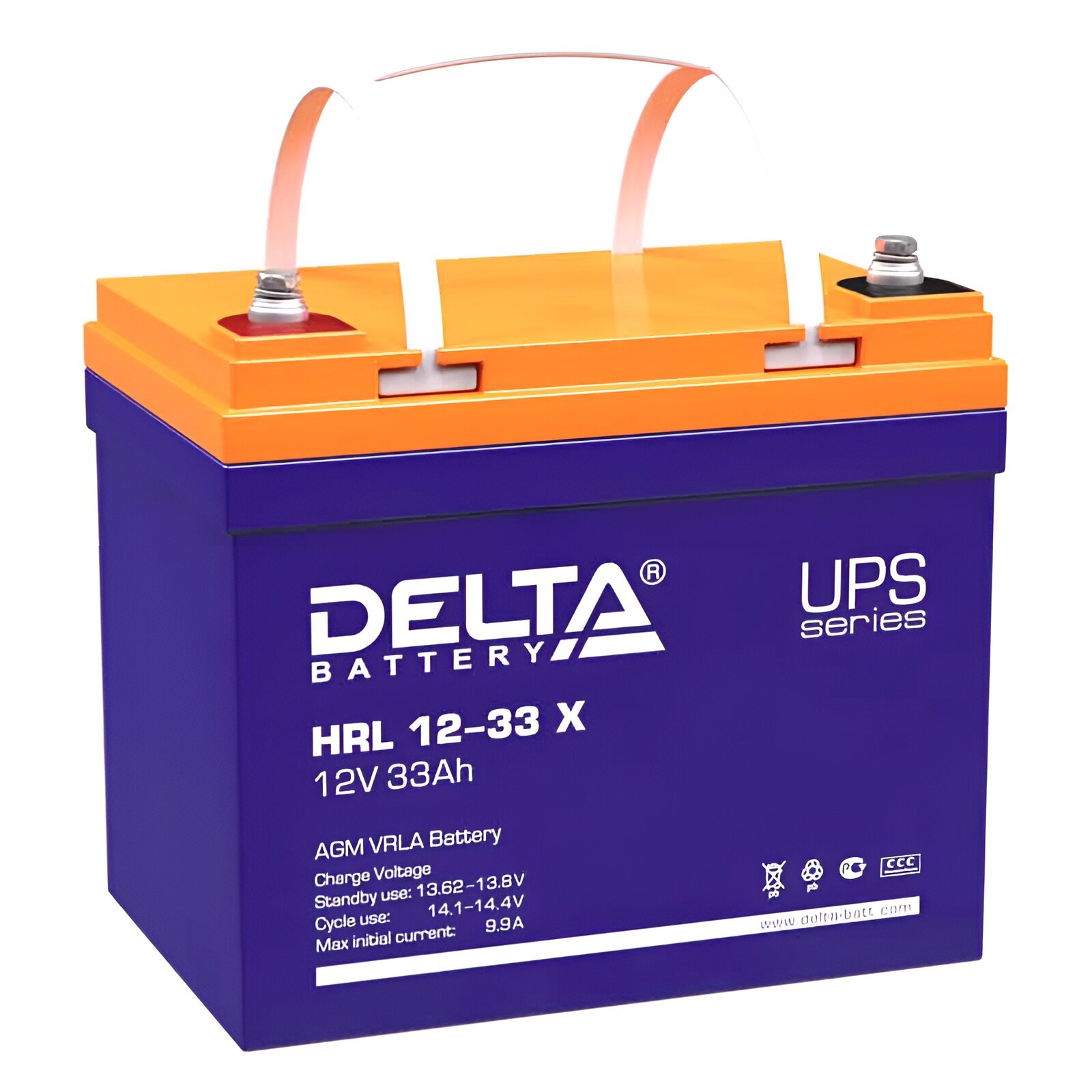 Аккумулятор Delta HRL 12-33 X 805569, синий, под болт M6, 12 В