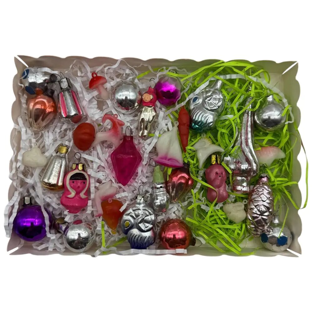 Игрушка ёлочная "Малютка", набор 30 штук, 1960-1970 гг, Завод елочных украшений, Москва, СССР