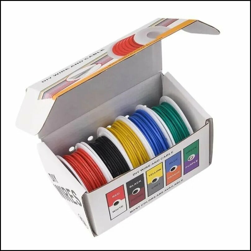 Эксклюзивный гибкий кабель 22AWG из силикона, 5 разноцветных мотков по 16.4 фута