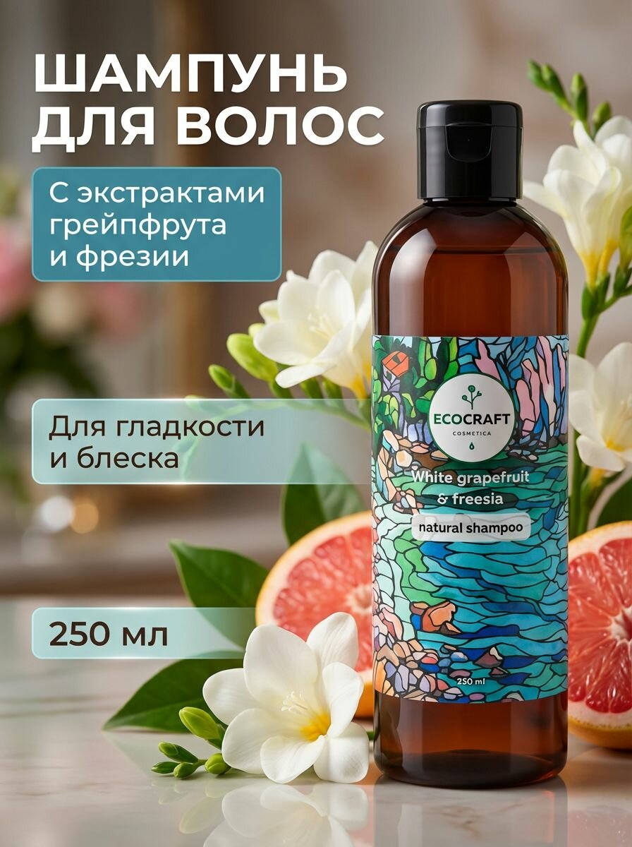 Шампунь для волос Биоламинирование и суперблеск White grapefruit and freesia с экстрактами фрезии и грейпфрута, 250 мл