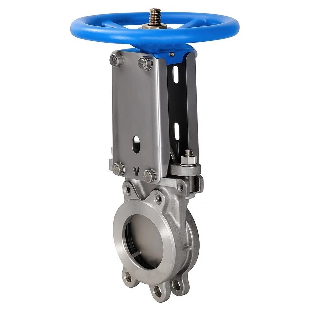 Задвижка шиберная DN.ru 304-304-M-1W-Fb-S Ду150 Ру10 односторонняя, межфланцевая, шпиндель - невыдвижной, корпус - нержавеющая сталь 304, шибер - нержавеющая сталь 304, уплотнение - металл, управление - штурвал, WENZ (опрессовано)