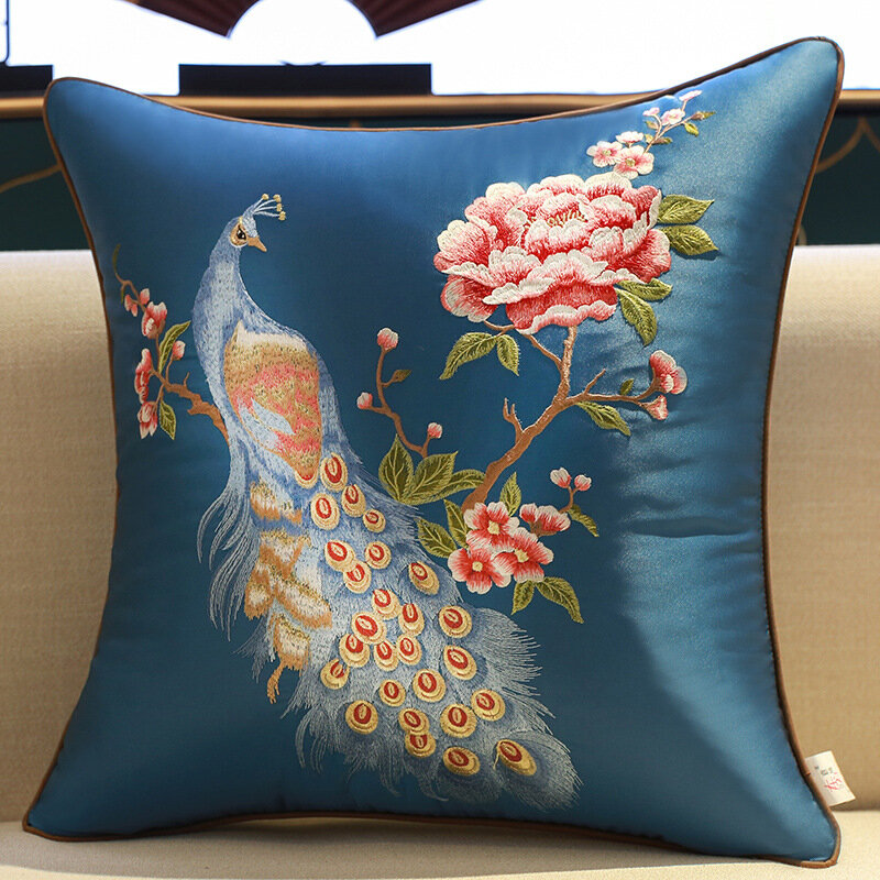 Новая китайская стильная вышитая подушка для дивана, китайская стильная прикроватная подушка, чехол для дивана в гостиной, высококачественный чехол для подушки