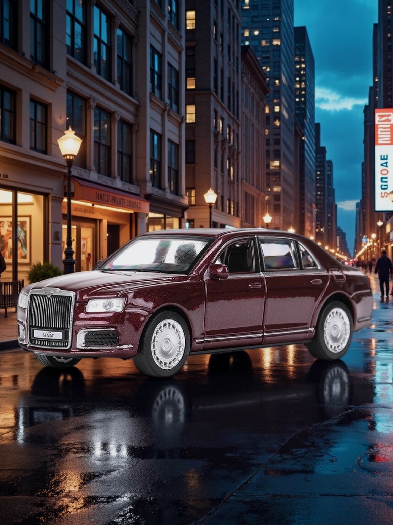 Машинка металлическая инерционная Технопарк аурус сенат длина 13,5 см, бордовая, матовая