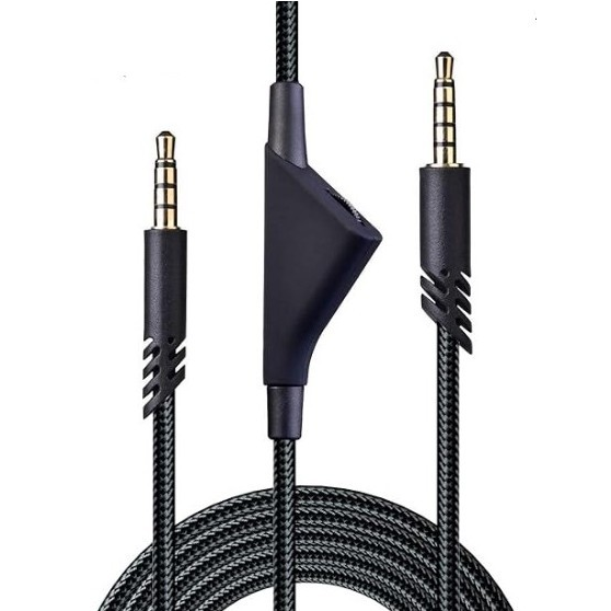 Совместимый с Logitech Astro A10/A40/A50 TR MixAmp аудиокабель 2м, черный, версия с подвижным регулятором
