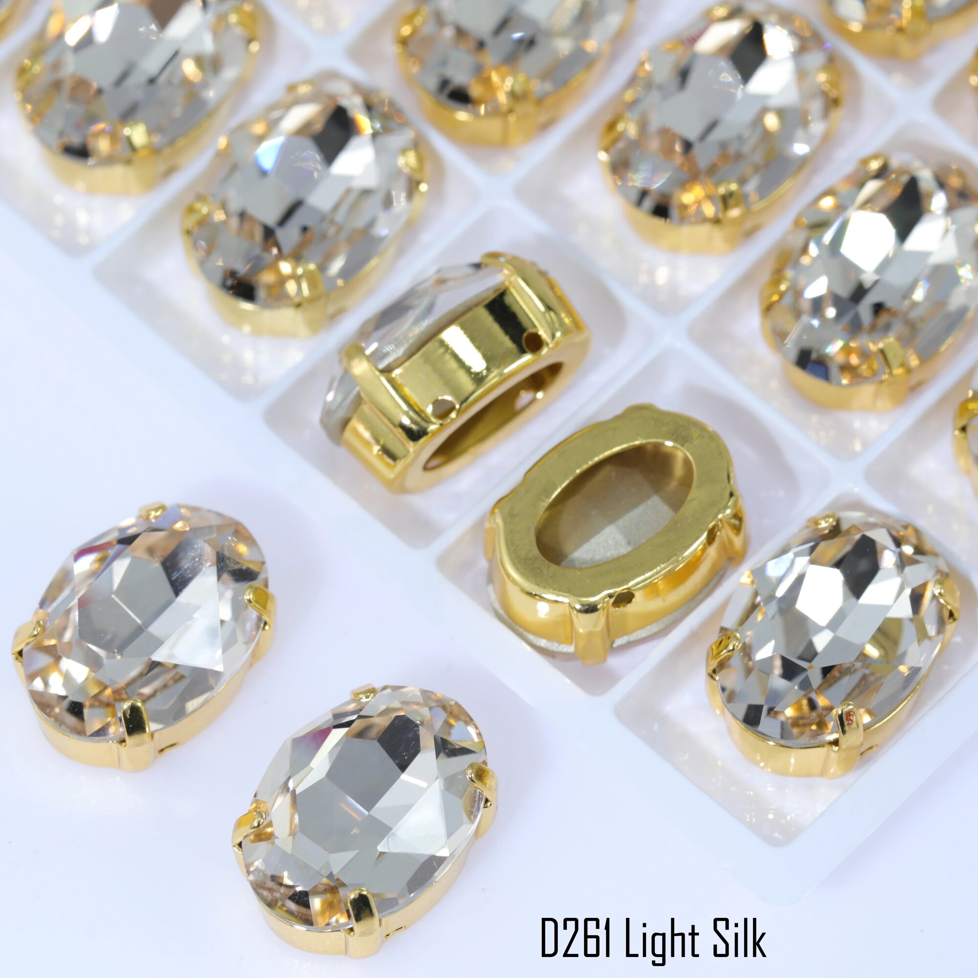Каменные когти со стразами для декора Silver, 72Pcs 6mm8mm, D261 Light Silk
